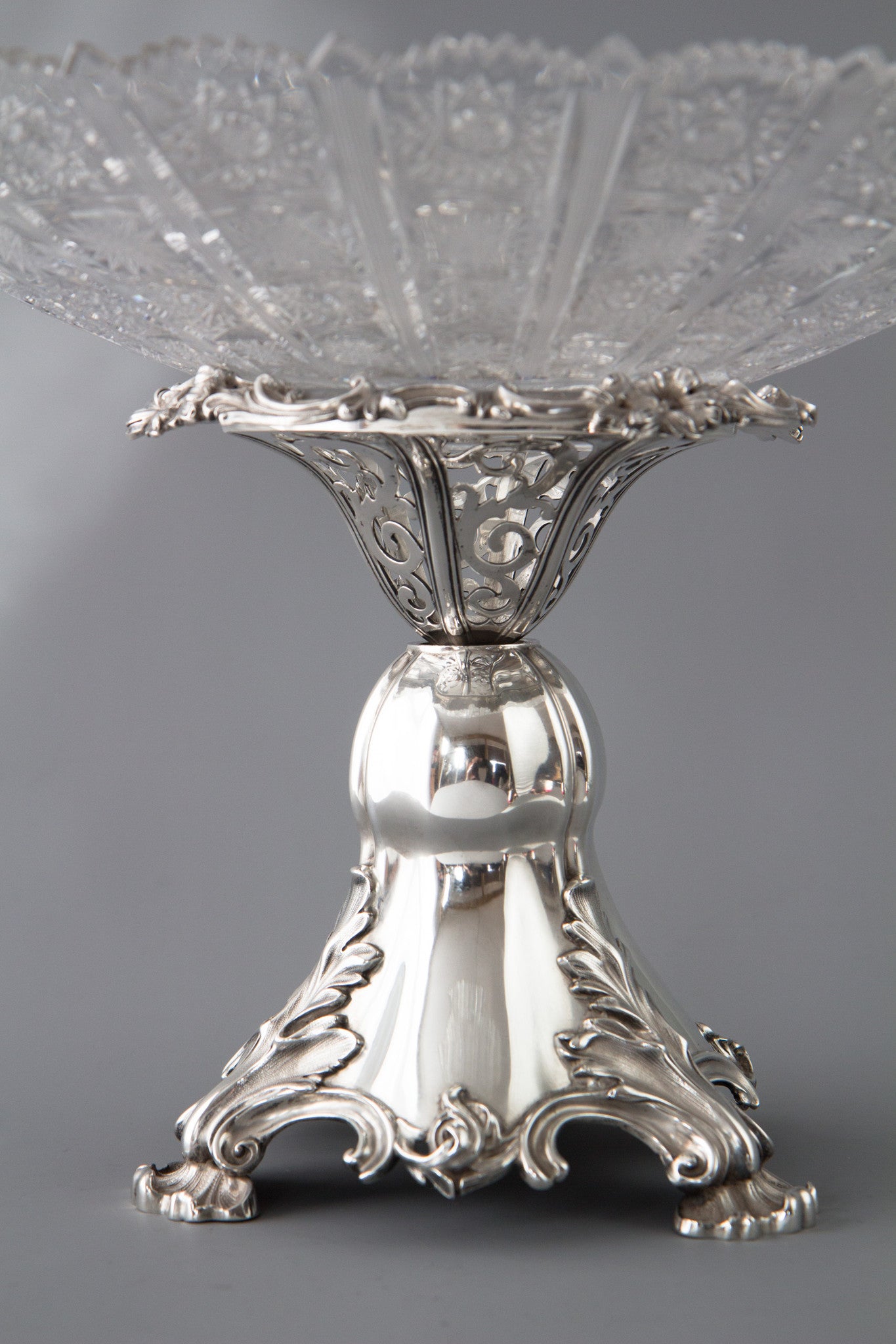 An Early Victorian Silver and Glass Table Centrepiece or Comport Birmi ...